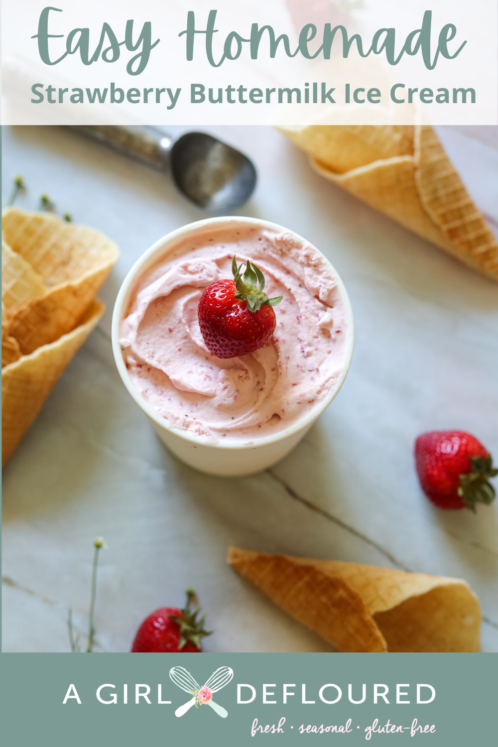 Super Easy Homemade Strawberry Ice Cream Recipe - A Girl Defloured