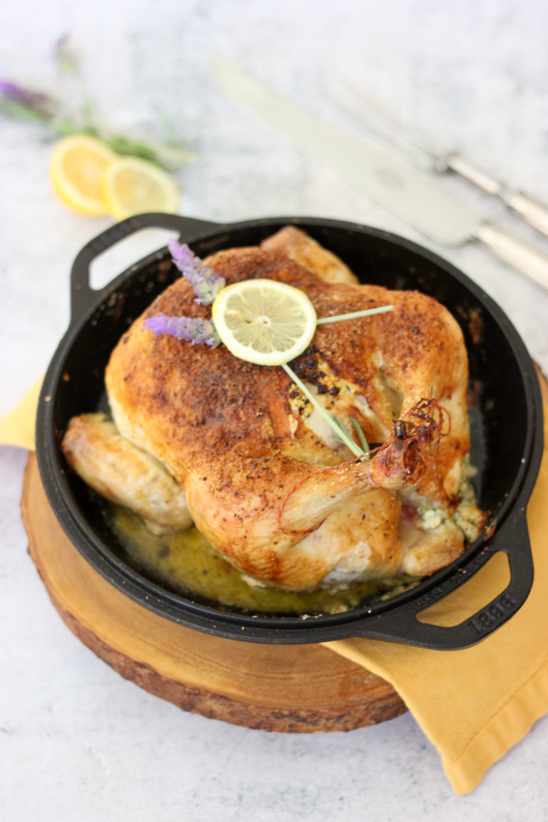 Lemon Lavender Roasted Chicken - A Girl Defloured